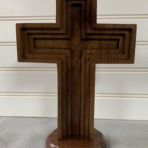 Handmade Walnut Tabletop Cross: Dimensional Wood Decor - Etsy