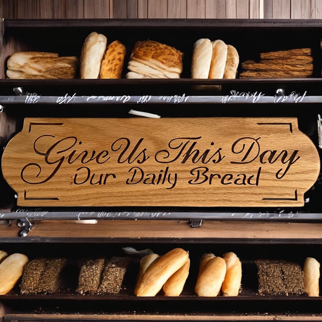 Give Us This Day Our Daily Bread Sign - Handmade Oak Scrollsaw Art ...