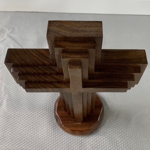 Handmade Walnut Tabletop Cross: Dimensional Wood Decor - Etsy
