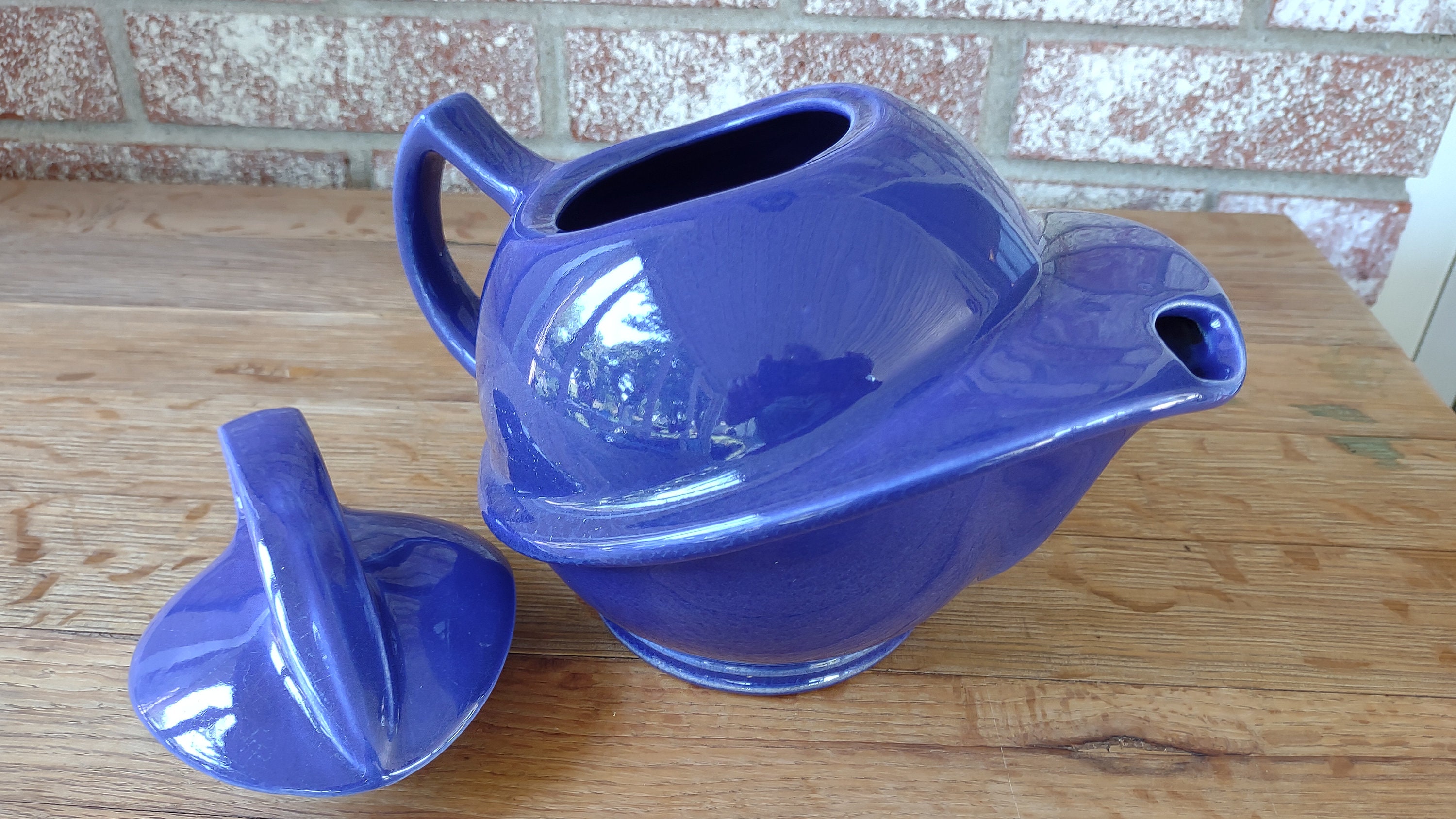 Vintage Red-wing Pottery Teapot: Cobalt Blue Saturn Ring Design - Etsy
