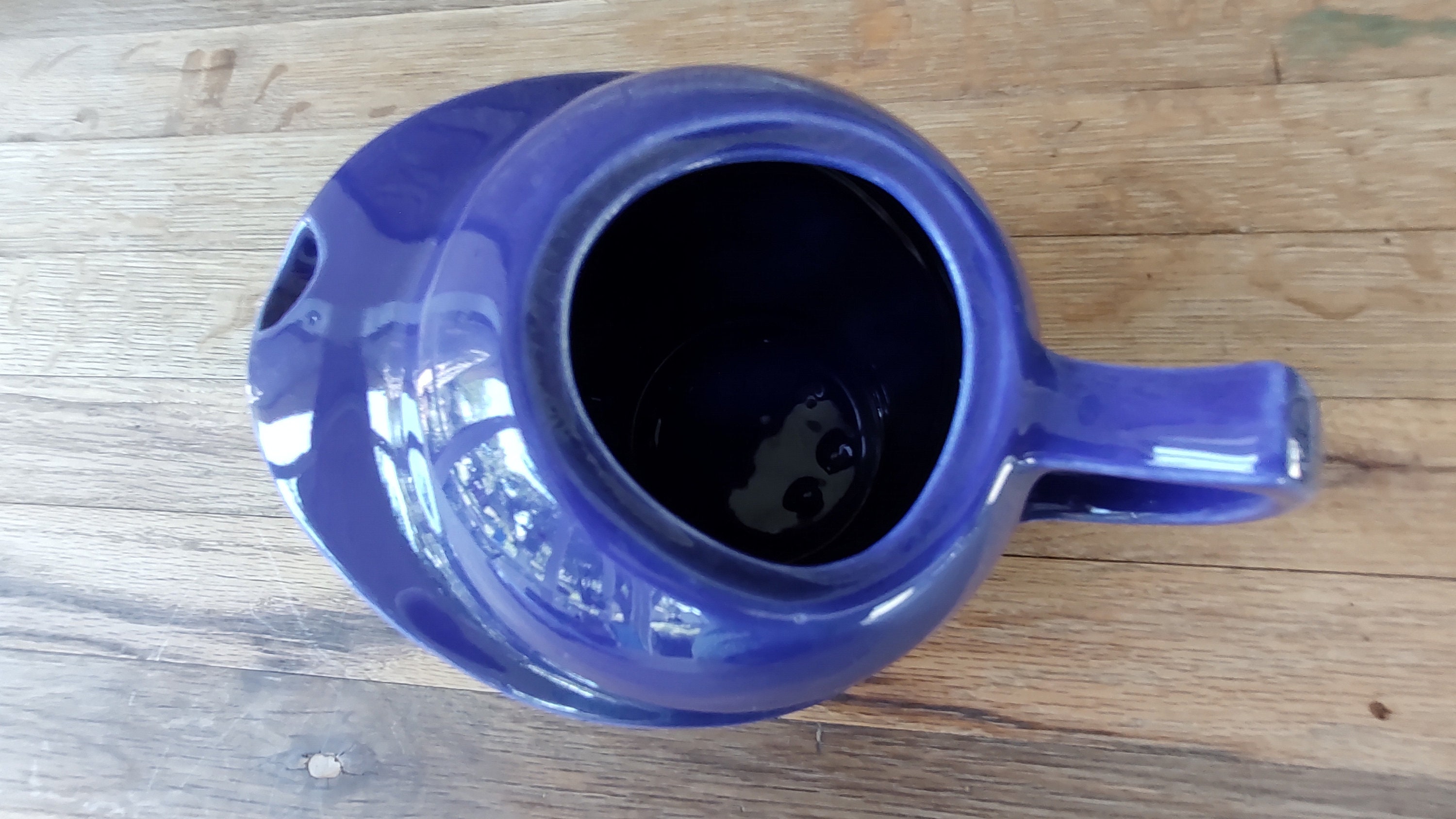 Vintage Red-wing Pottery Teapot: Cobalt Blue Saturn Ring Design - Etsy
