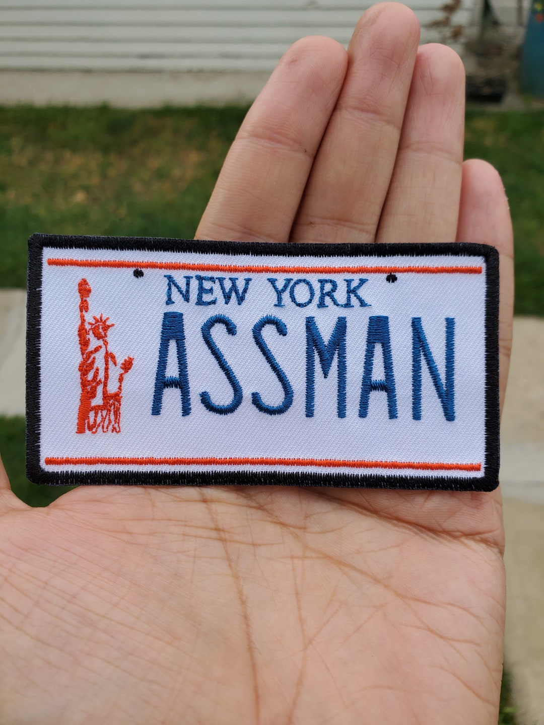 ASSMAN License Plate Embroidered Patch - Etsy