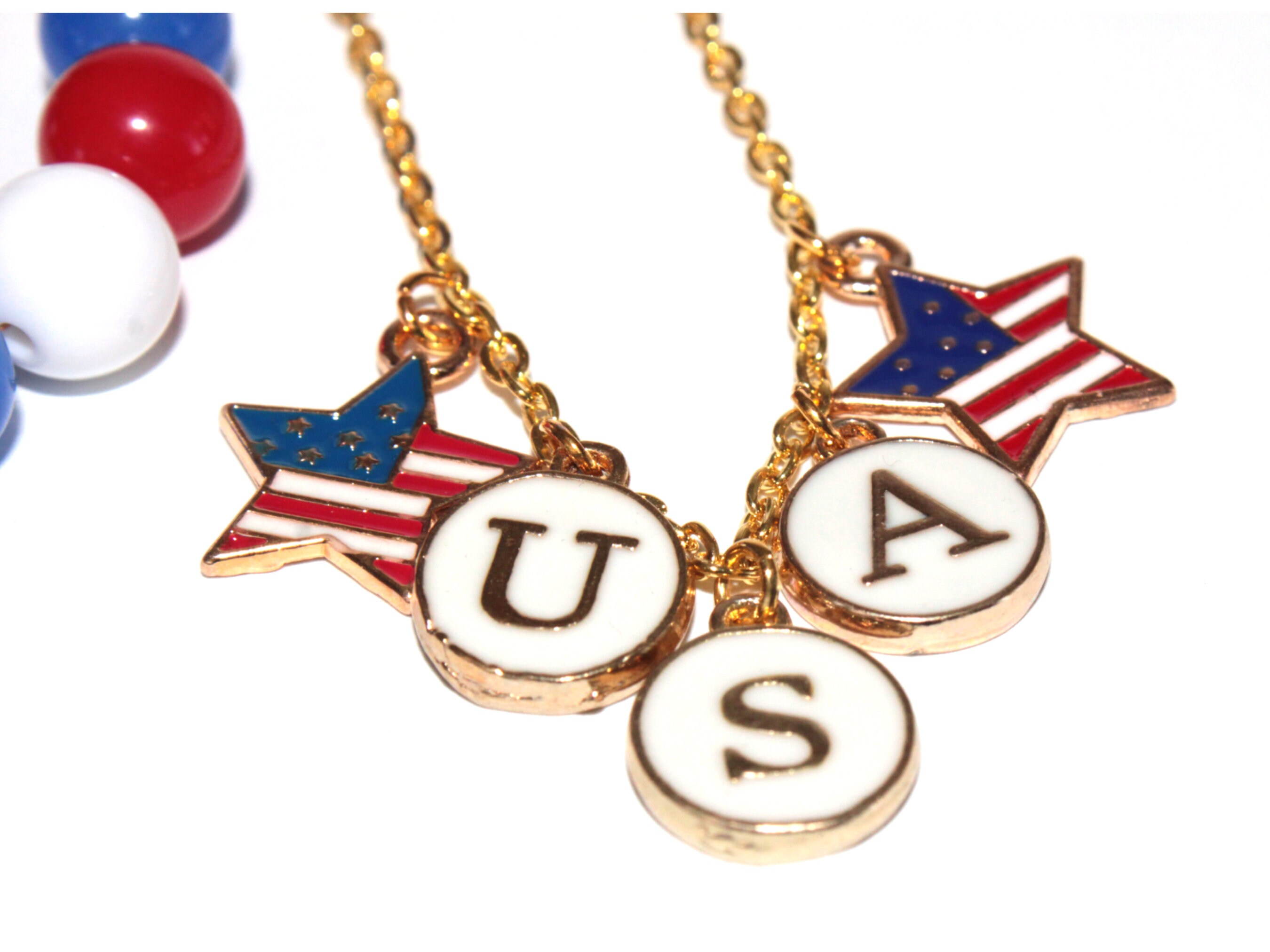 Patriotic Red, White & Blue Layered Necklace Neck Mess, Made With Mixed ...