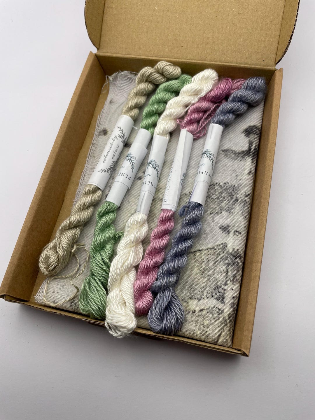 MULBERRY SILK Embroidery Set No.4 With 5 Threads and Eco-dyed Fabric ...