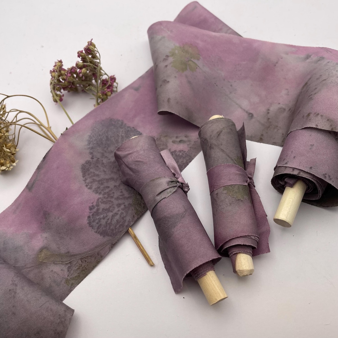 BOTANICAL NO 53 Hand Dyed Silk Habotai Ribbon//plant Dyed//bridal ...