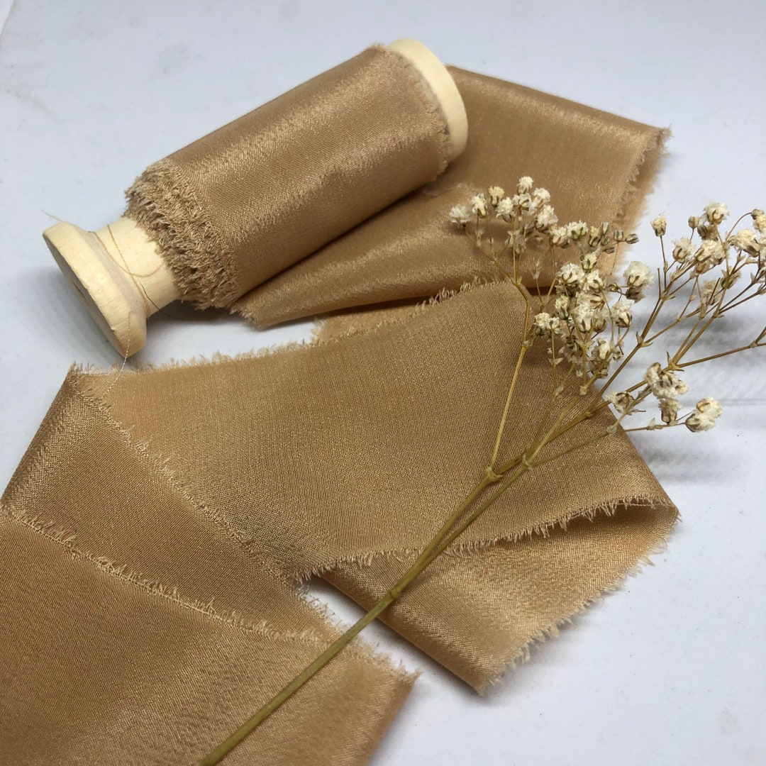 SAND Hand Dyed Silk Crepe Ribbon//plant Dyed//wedding Ribbon//styling ...