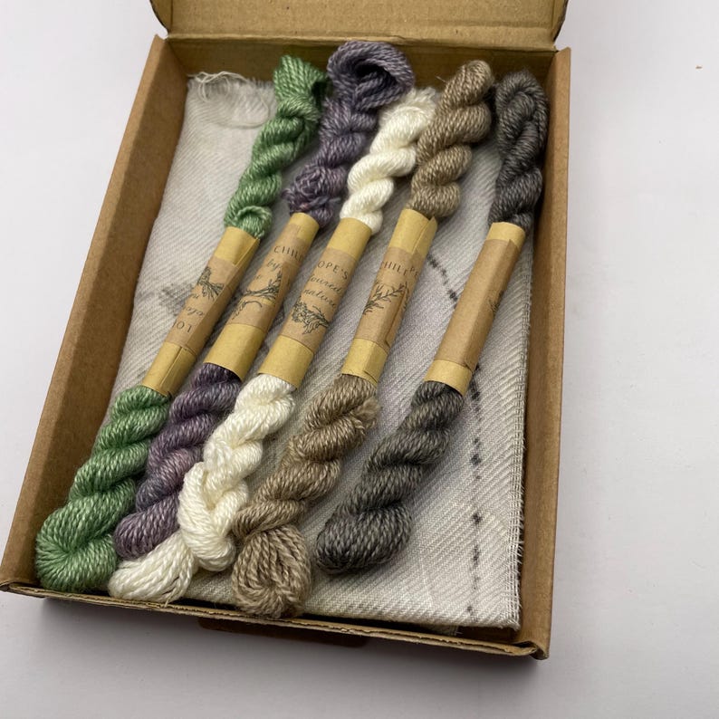 SILK/WOOL Blend Embroidery Thread Set of 5 With Botanical Print Fabric ...