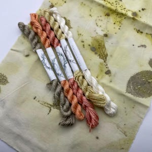 MULBERRY SILK Embroidery Set No.2 With 5 Threads and Eco-dyed Fabric ...