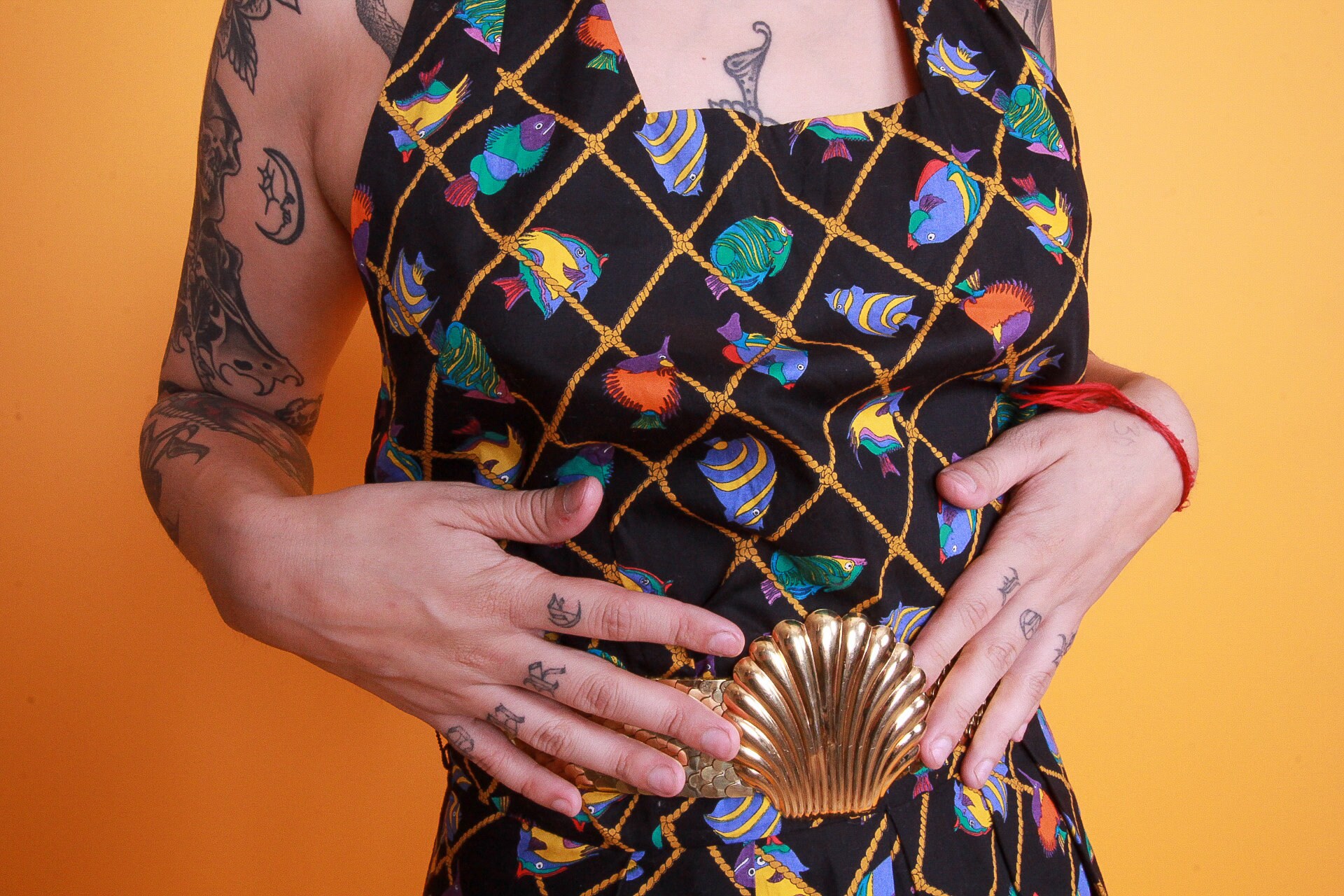 Vintage 'Alexander Campbell' Fish Halter Dress | Pisces | Black Halter ...