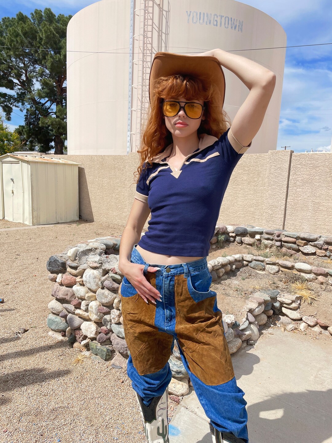 Brown Turquoise Conch Belted Classic Western Cowboy Hat Cowgirl - Etsy