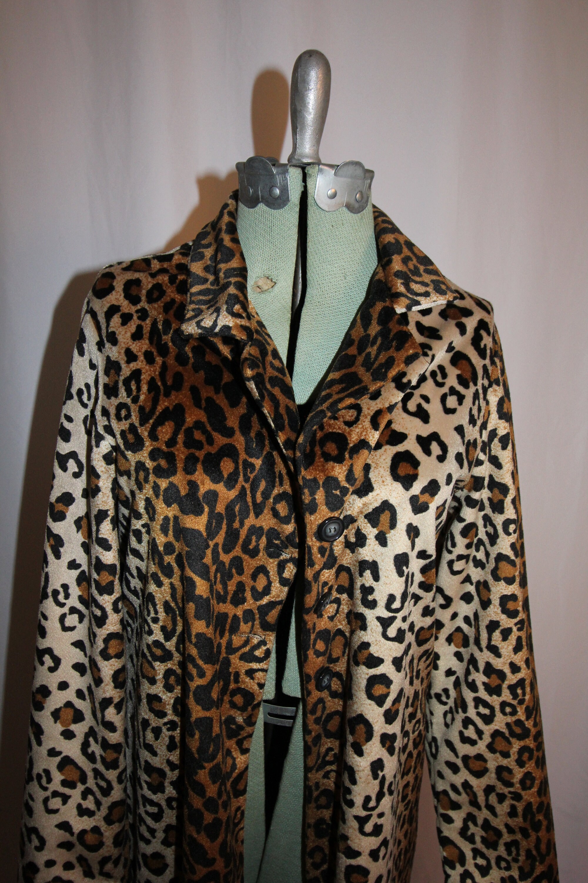 Vintage 90's 'Sense' Full Length Velvet Leopard Coat Vintage 90's 'Sense' Full Length Velvet Leopard Coat