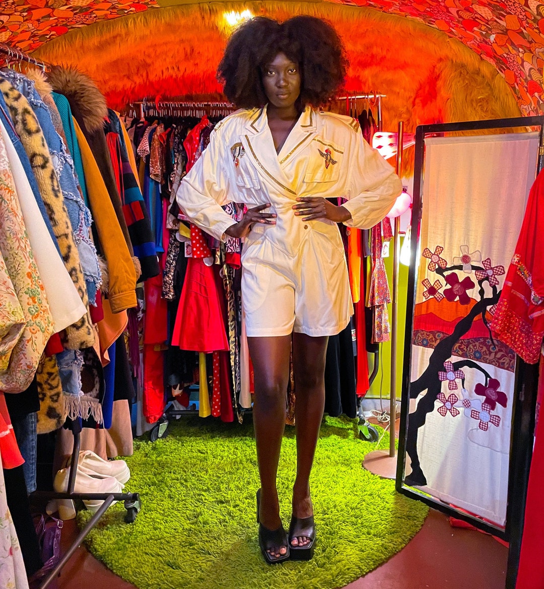 Vintage 'lillie Rubin' White Military Romper Jumpsuit - Etsy