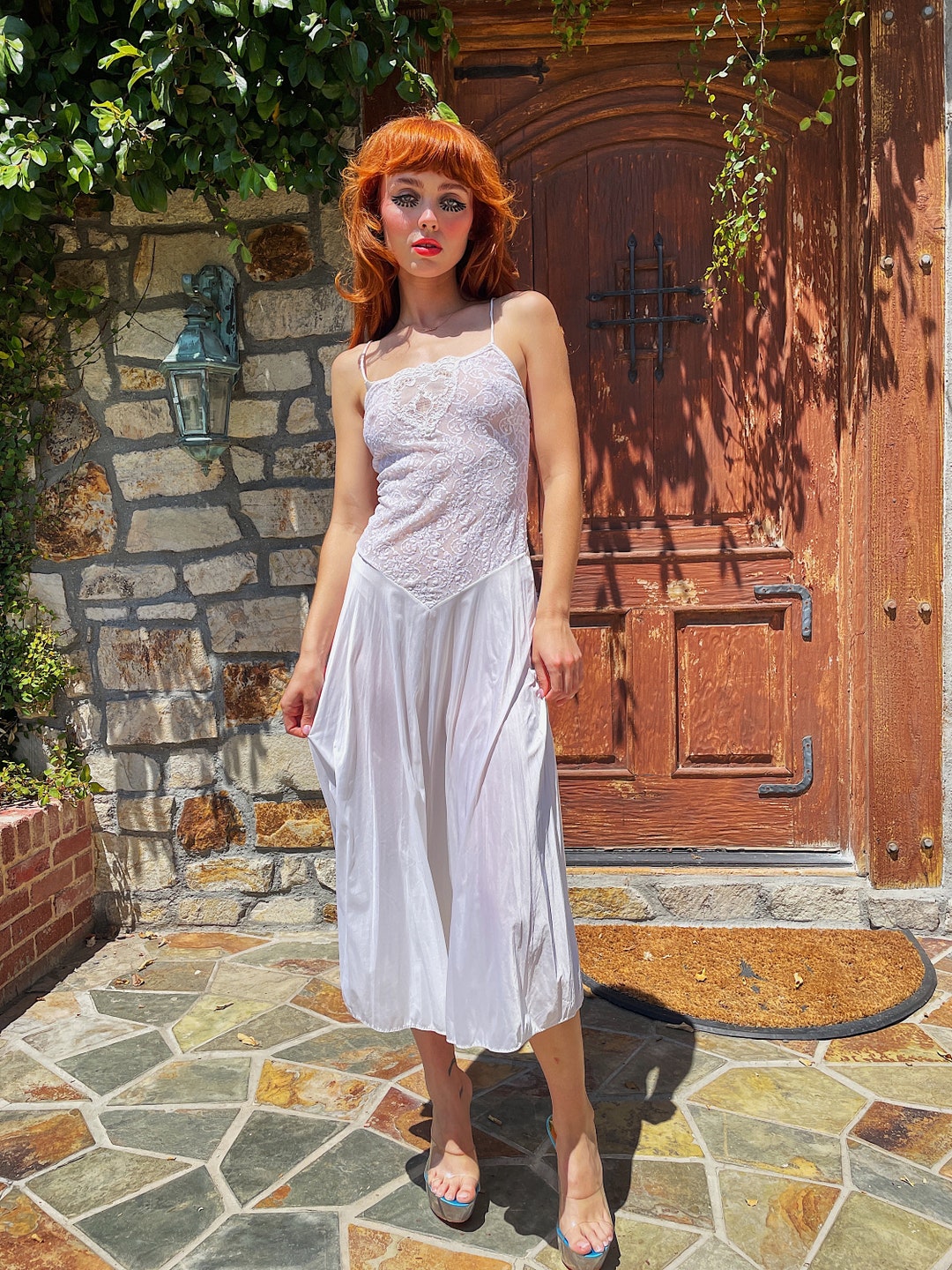 Vintage 'val Mode' Sexy and Comfy White Lace Slip Dress Nightgown - Etsy