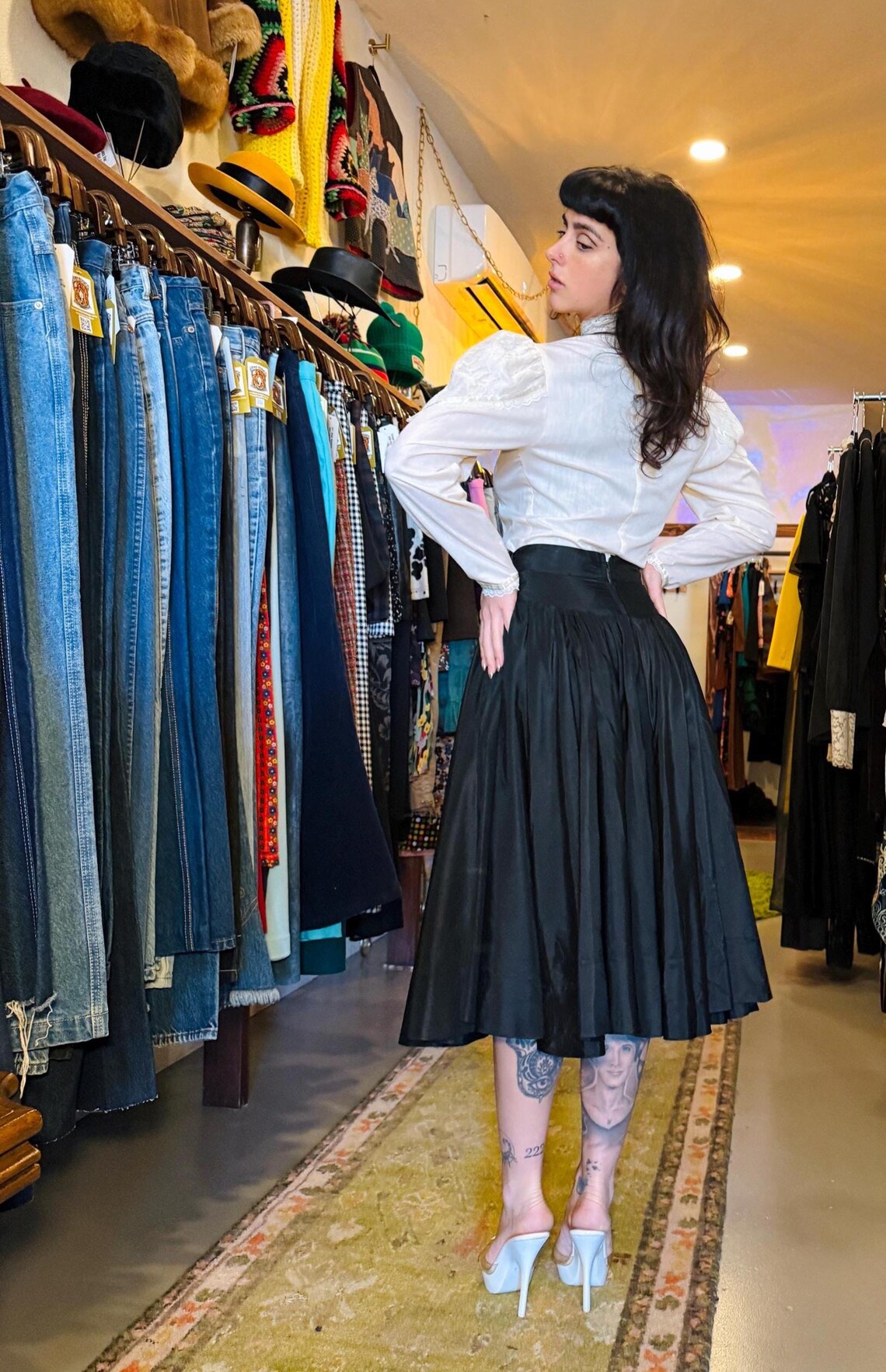 Vintage 1940's - 50's High Waisted Full Black Skirt - Etsy