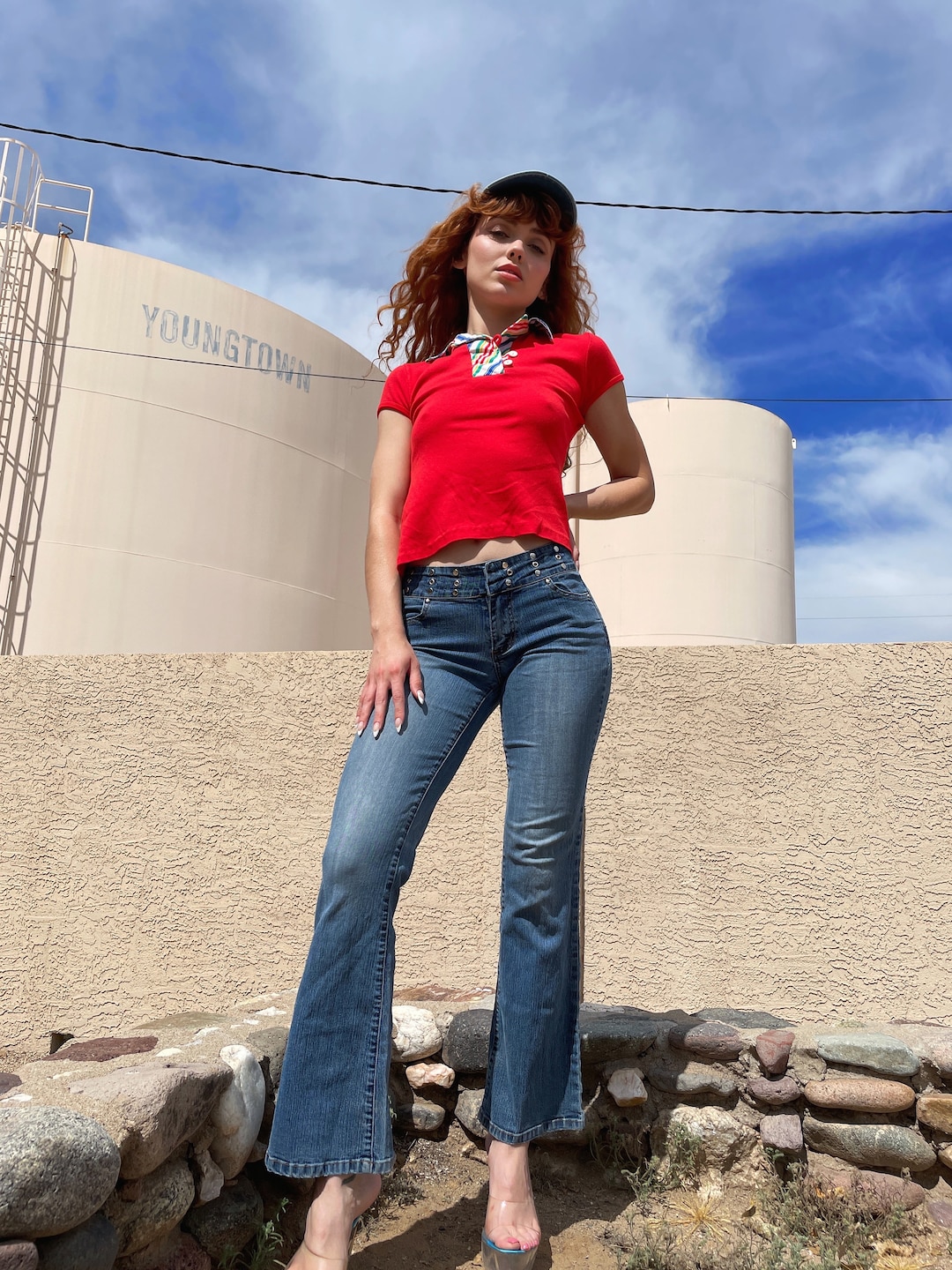 Vintage 70's Red Rainbow Wingtip Collar Baby Tee Jr. Bazaar Crop Top - Etsy