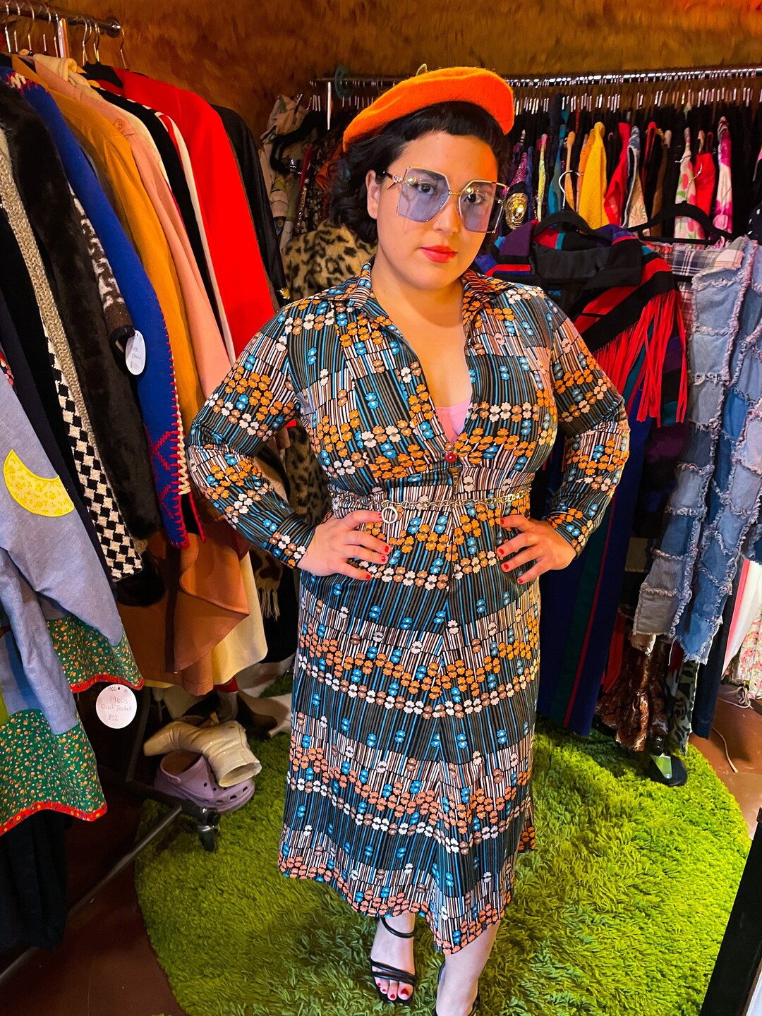 Vintage 1970's Spring Retro Floral Striped Dress - Etsy