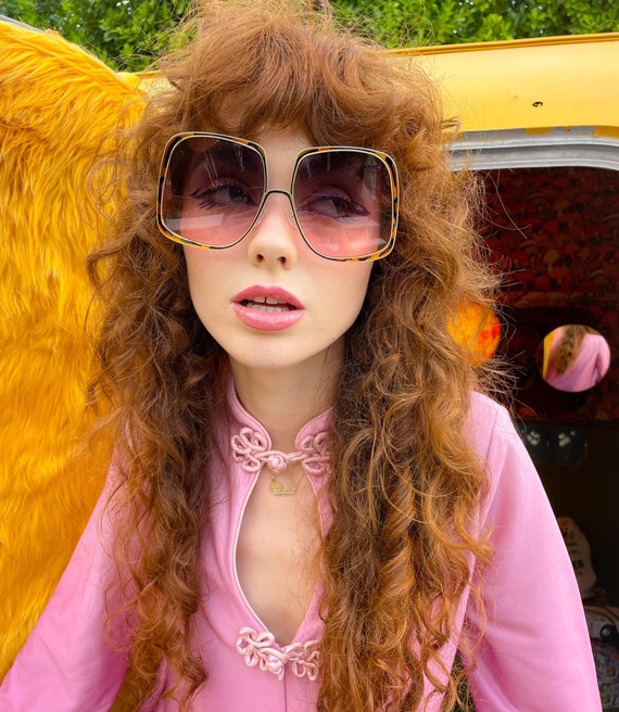 Vintage 70's Oversized Gradient Gold Frame Sunglasses - Gem