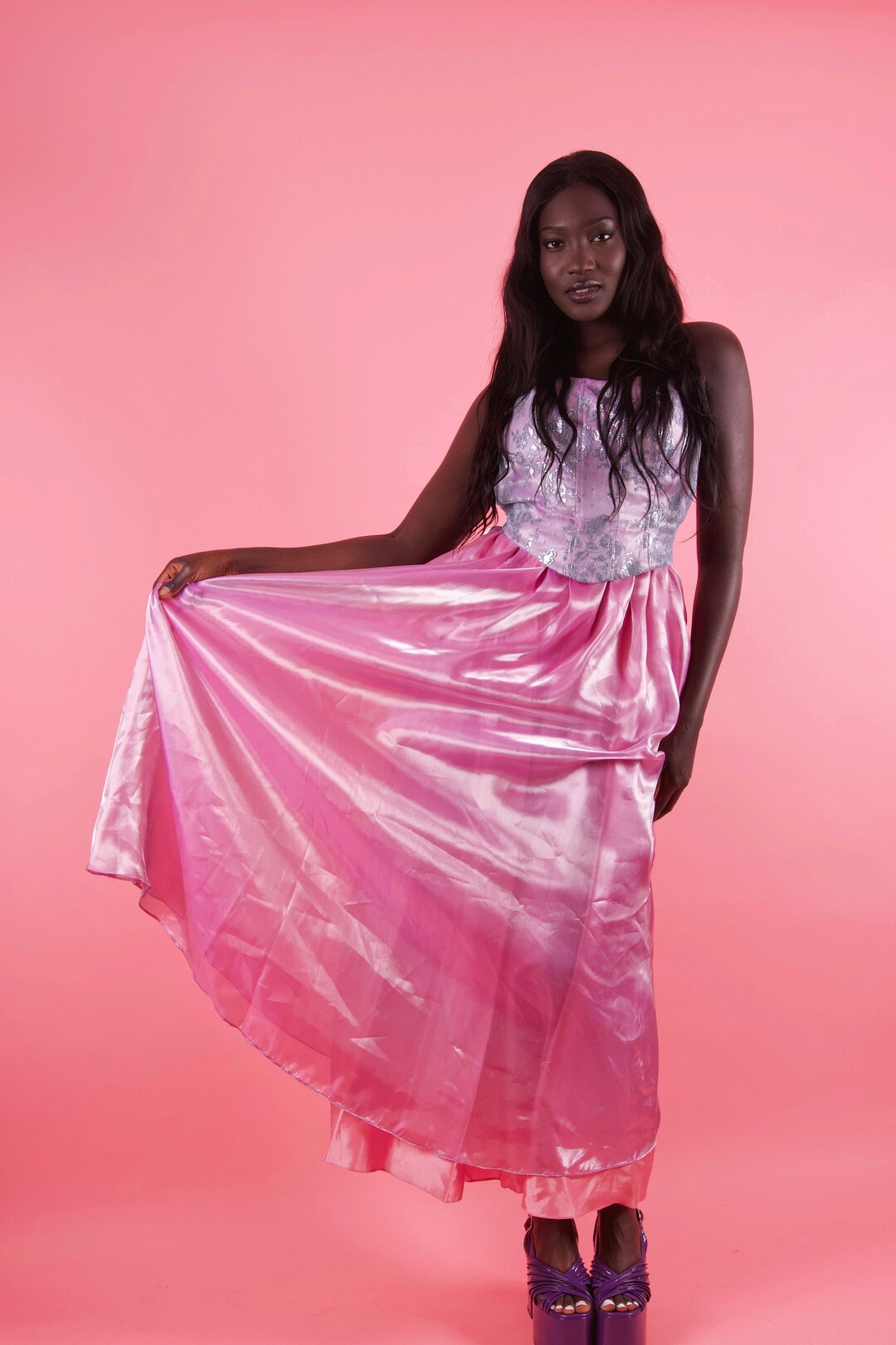 Vintage Y2K 'ROBERTA' Iridescent Romantic Shiny Pink and Purple Corset ...