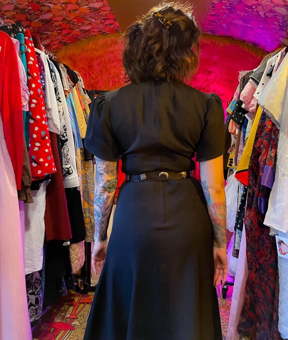 Vintage 1970's 'Candace' Black Pin Up Bow Dress - Gem