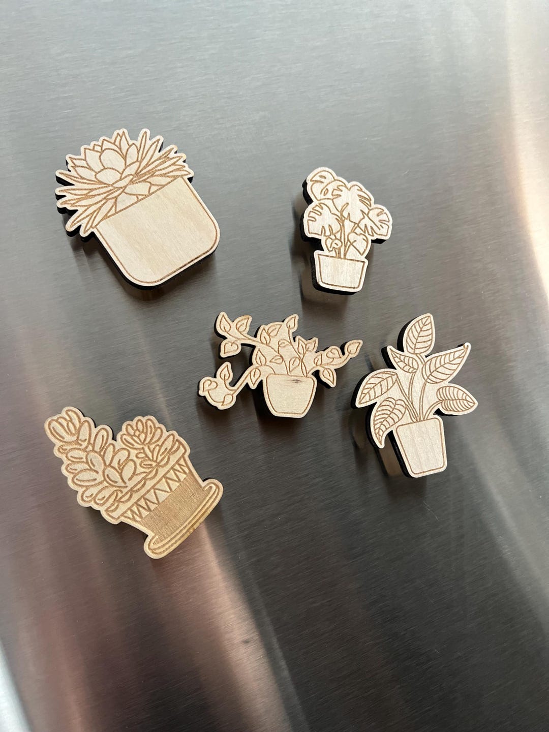 Wooden Plant Magnets - Etsy