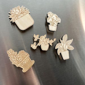 Wooden Plant Magnets - Etsy
