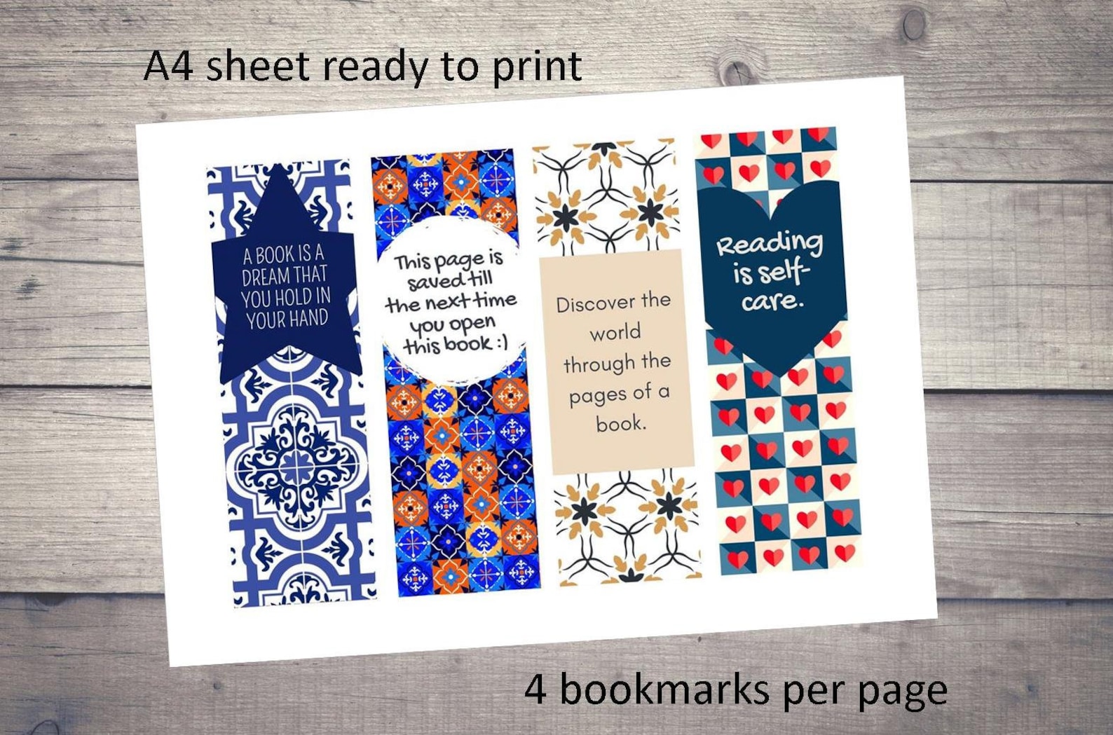 Colorful Mosaic Tile Bookmark Digital Sheet Printables 4 | Etsy