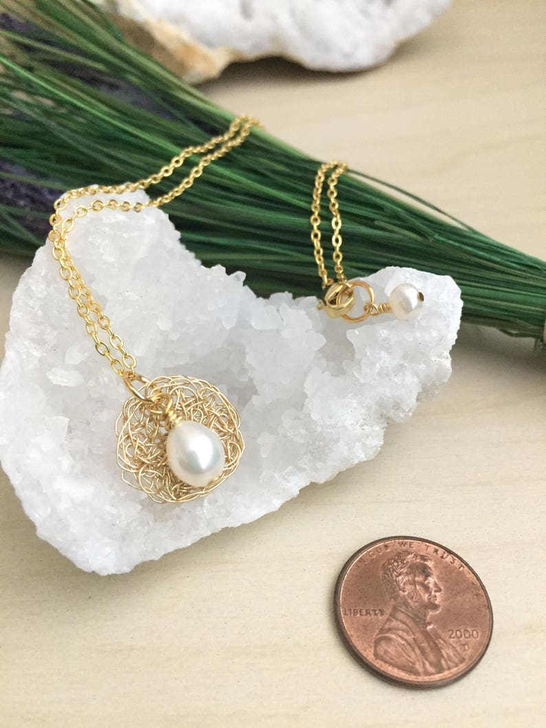 Gold Wire Crochet Necklace Delicate Wire Work Pendant Metal | Etsy