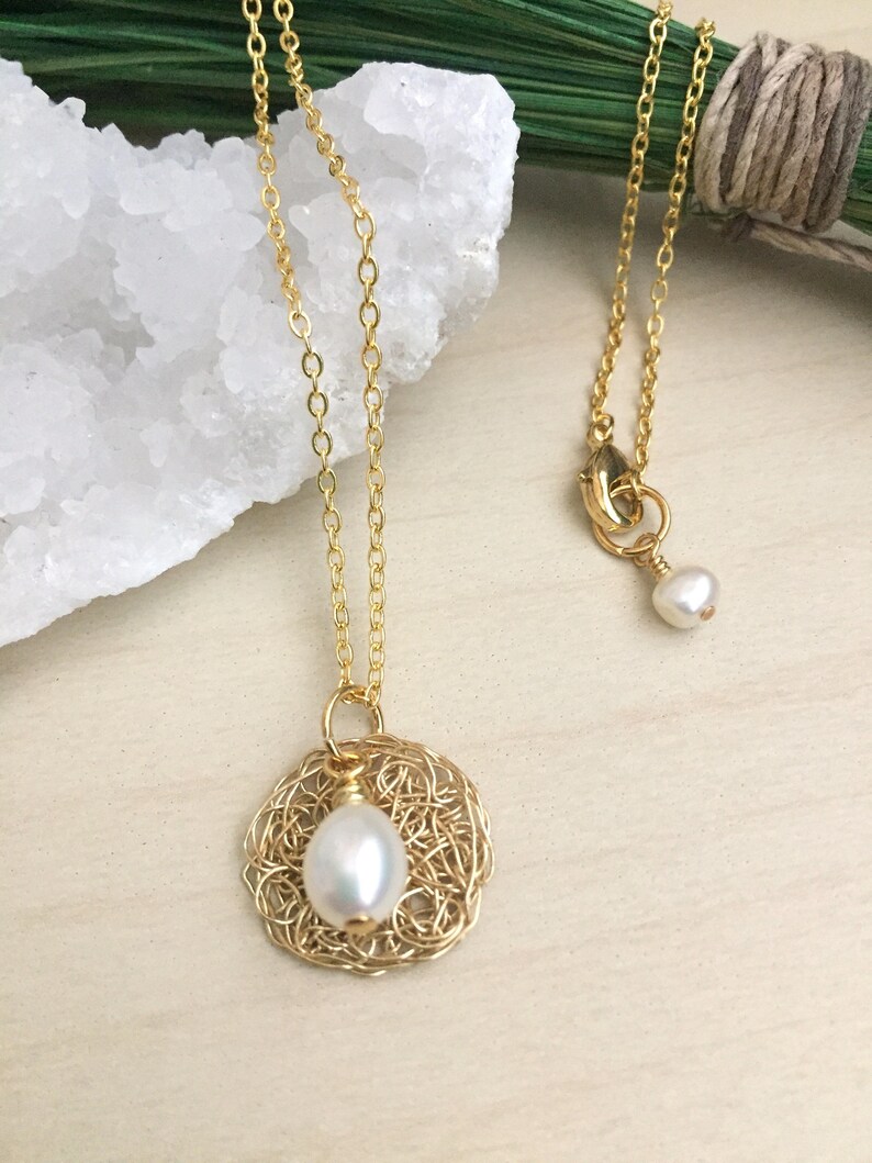 Gold Wire Crochet Necklace Delicate Wire Work Pendant Metal | Etsy