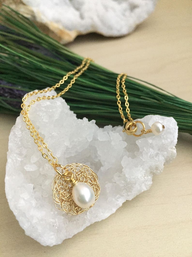 Gold Wire Crochet Necklace Delicate Wire Work Pendant Metal | Etsy