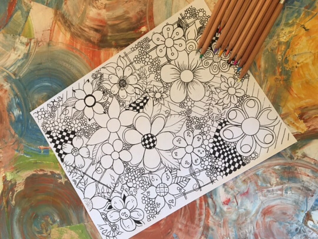 Adult Coloring Page Tiny Flowers 1 Digital Download - Etsy