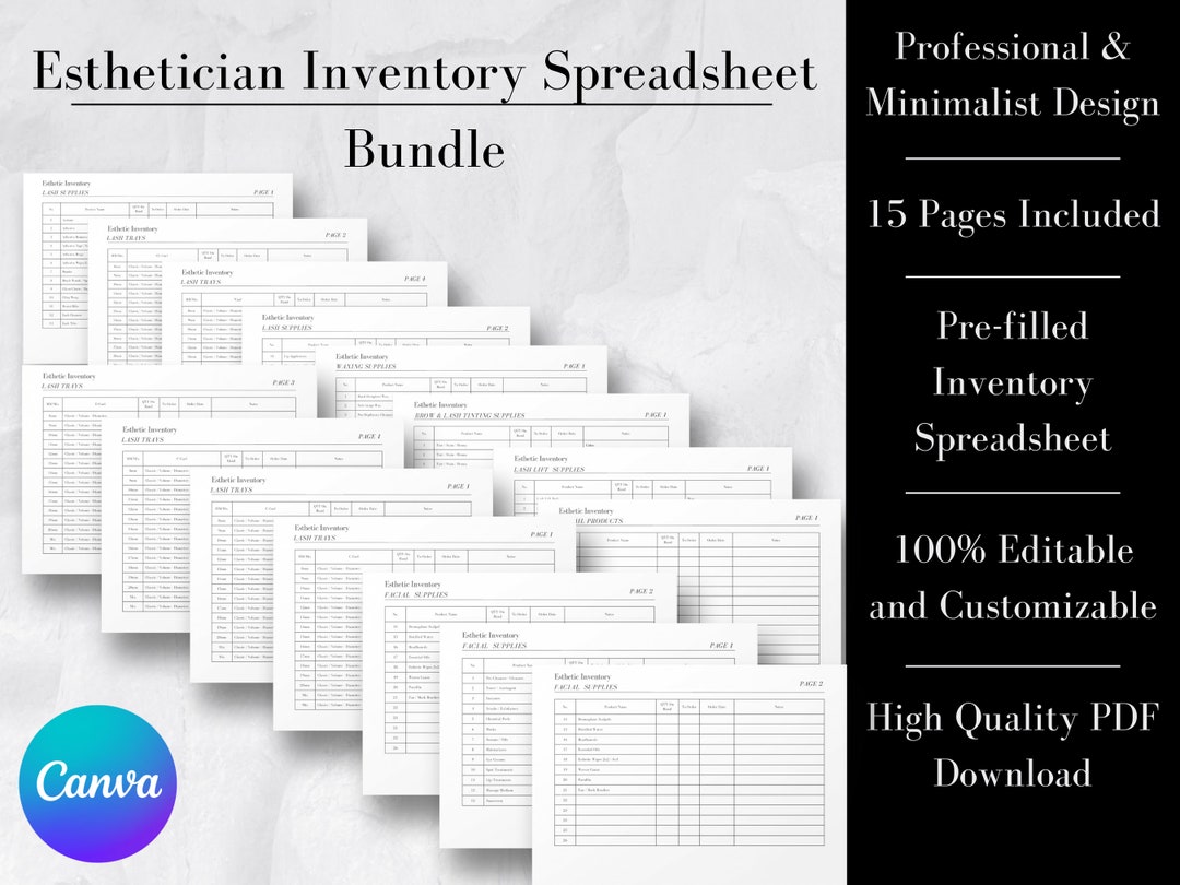 Esthetician Inventory Bundle | Salon Inventory | Esthetics Inventory ...