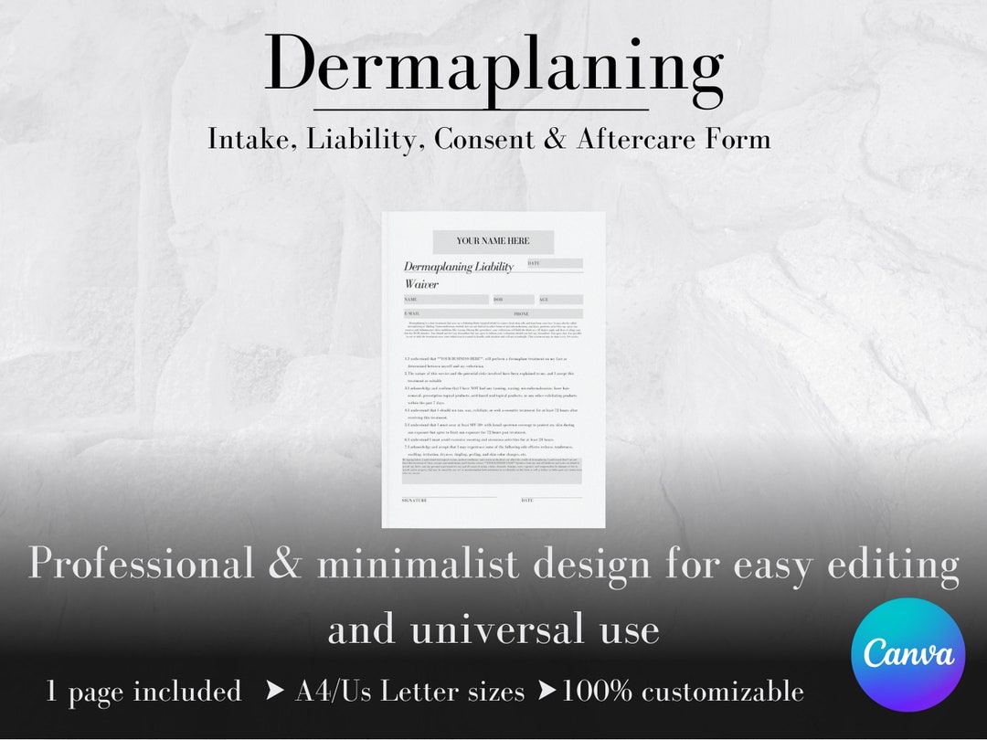 Dermaplaning Consent Form | Dermaplaning Liability Waiver ...