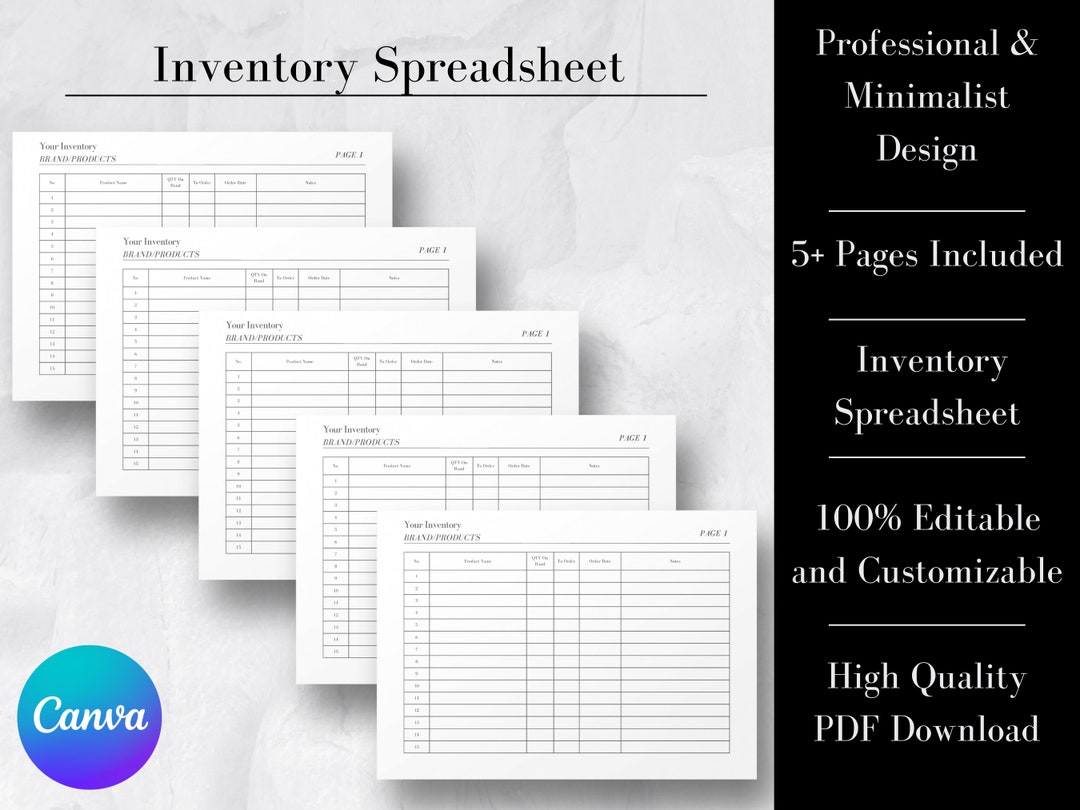 Inventory Spreadsheet | Blank Inventory Spreadsheet | Salon Inventory ...