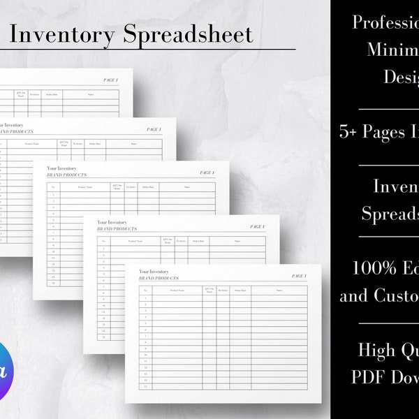 Salon Inventory Spreadsheet - Etsy