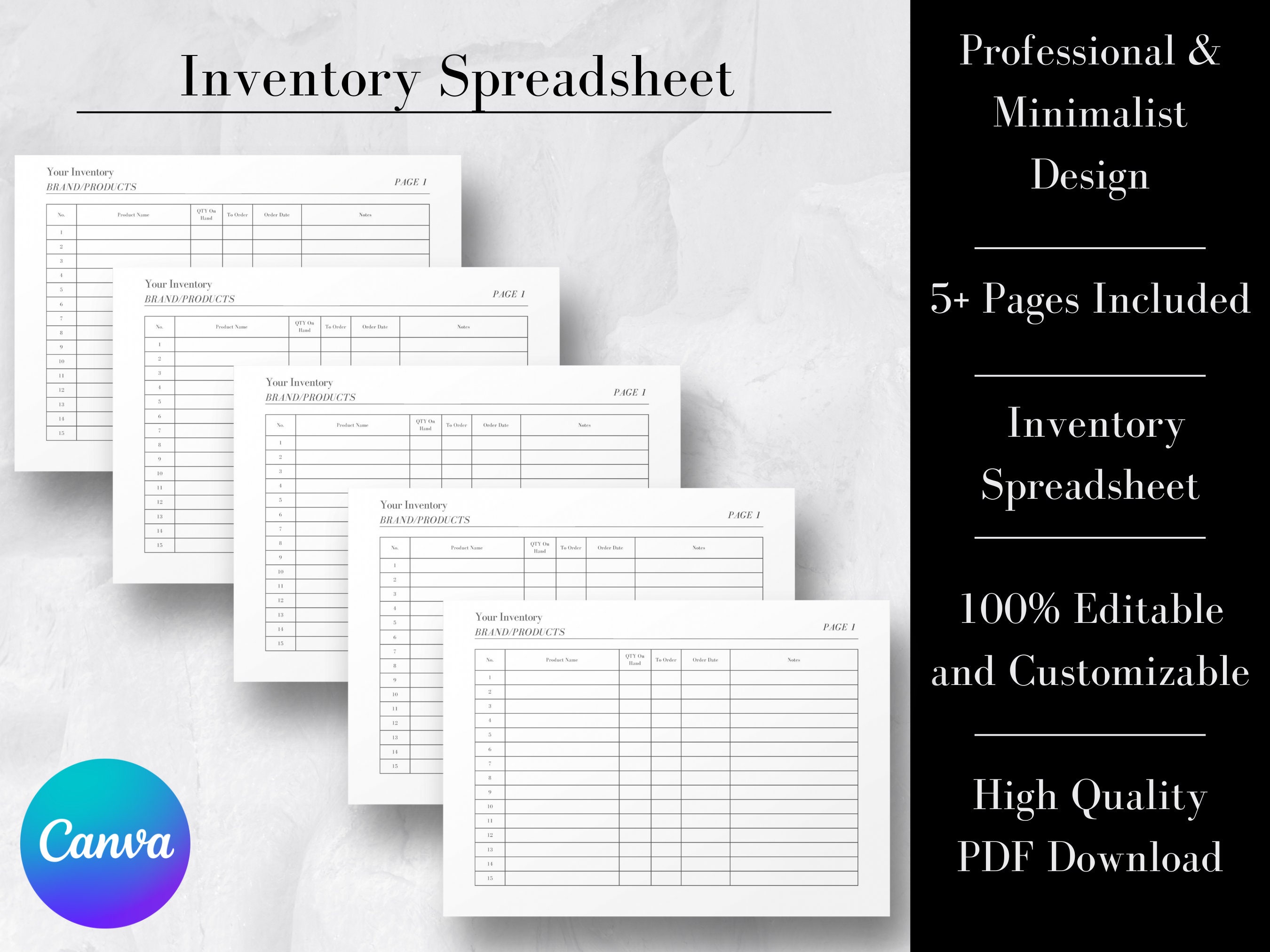 Inventory Spreadsheet | Blank Inventory Spreadsheet | Salon Inventory ...
