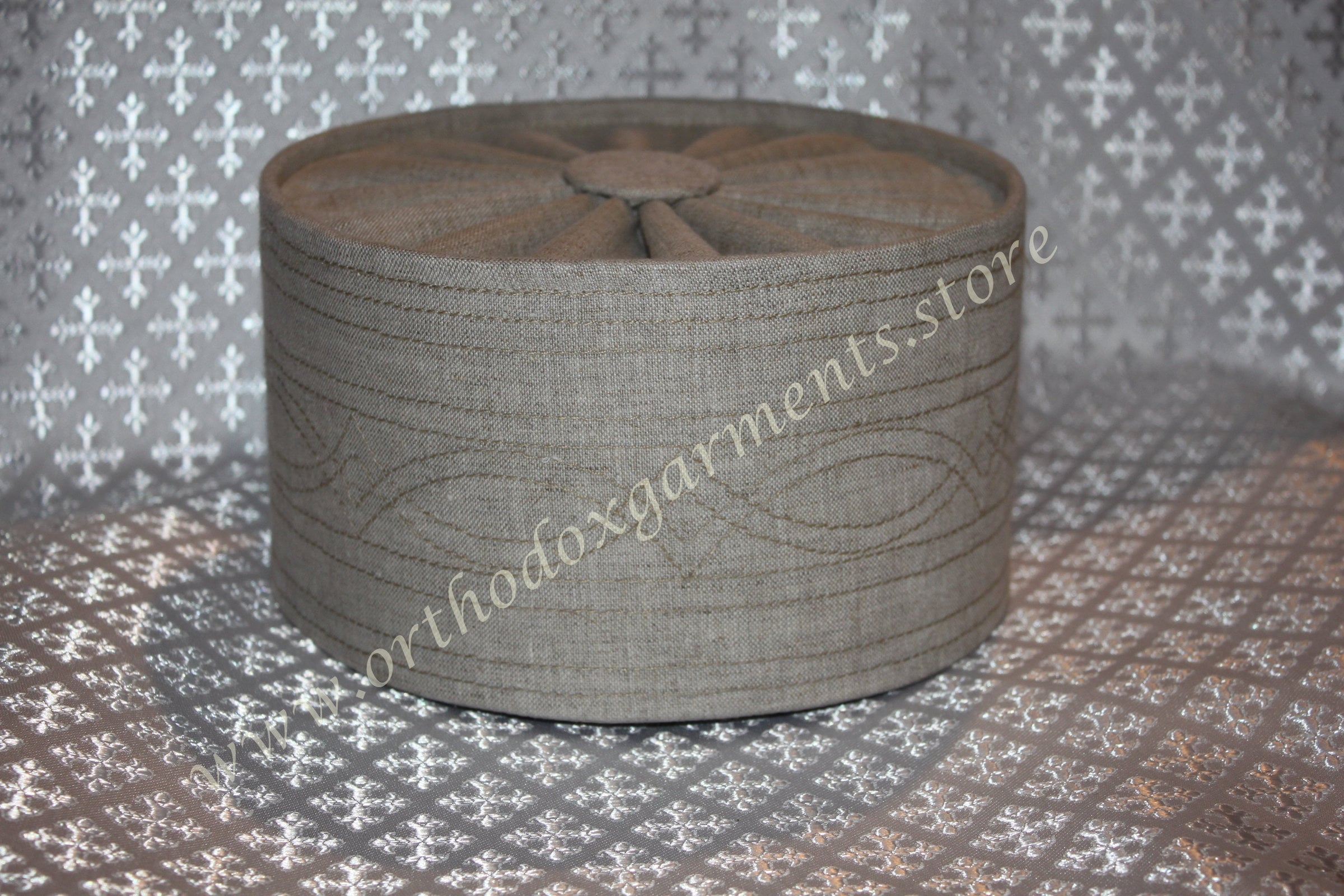 Skufia Greek Style Embroidered Linen Gray Color Size 60 61 - Etsy