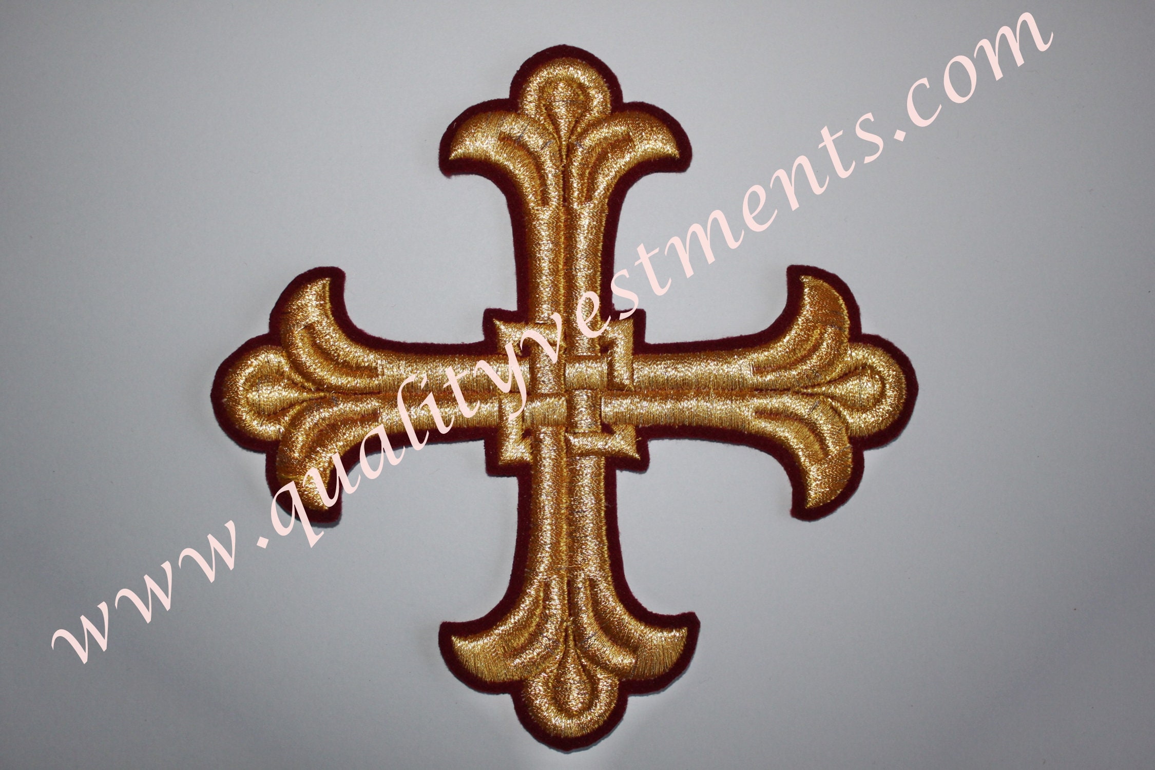 Cross Burgundy Maroon Gold Embroidered 6 1/4 16 cm | Etsy