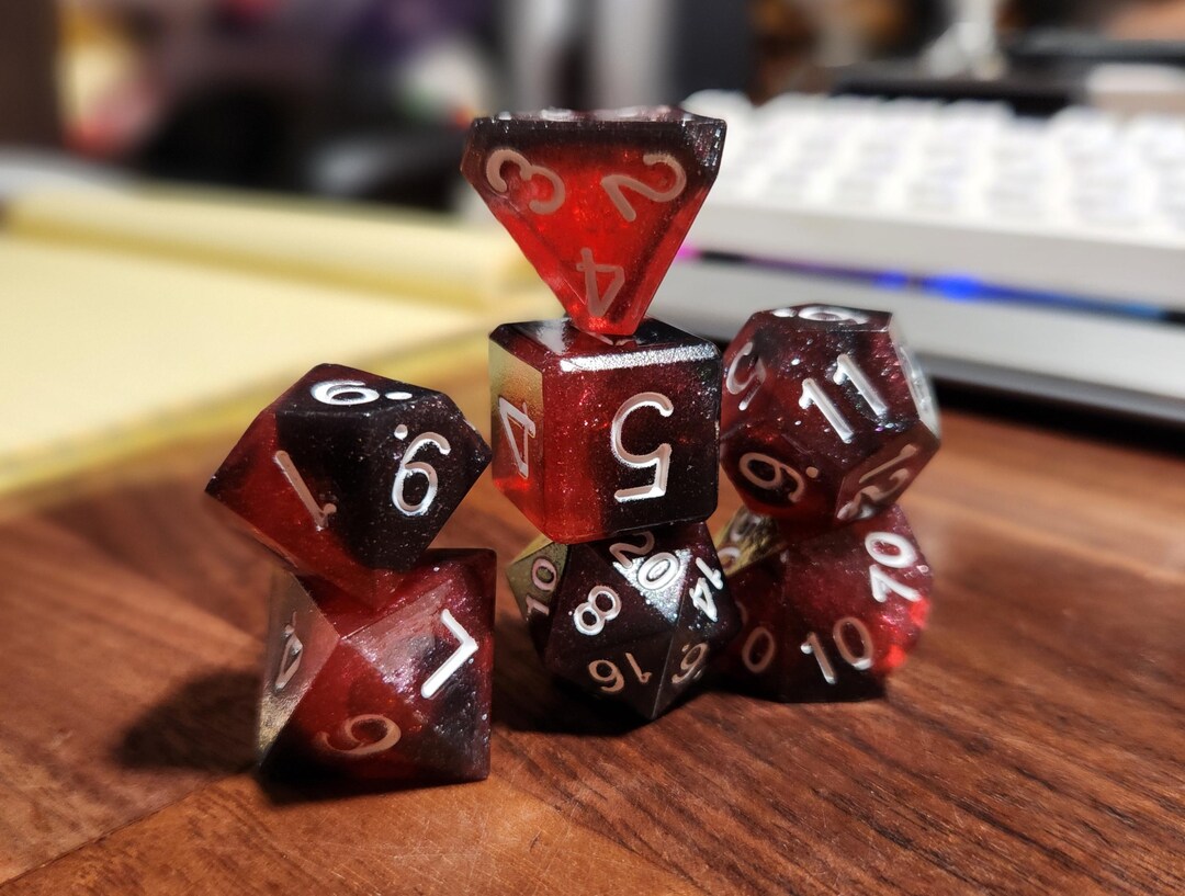 Inspected Perfect Plastic™ Celestial Polyhedral Dice Set Raspberry ...