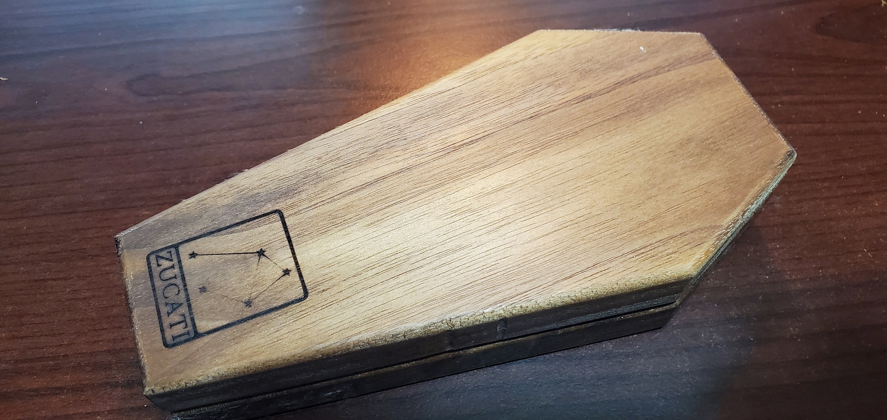 Black Walnut Coffin Case 1 pocket gaming case - Zucati Dice Base Half Core