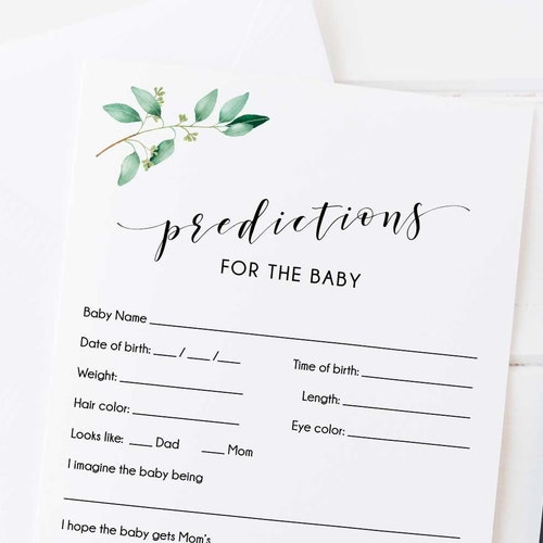 EDITABLE Baby Prediction Cards Baby Predictions Template - Etsy
