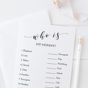 Who is My Mommy Baby Shower Printable Game Baby Animal Game - Etsy