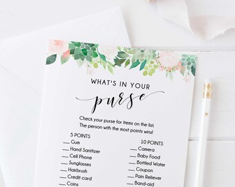 What's in Your Purse Baby Shower Game Editable Woodland | Etsy