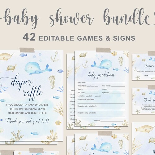 Under the Sea Baby Shower Games Ocean Baby Shower Game Pack - Etsy