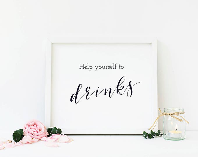 Drinks Sign Printable Party Drinks Sign Greenery Birthday Party Baby ...