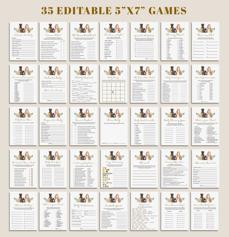 Puppy Baby Shower Games Bundle, Puppy Dog Baby Shower Bundle, EDITABLE ...