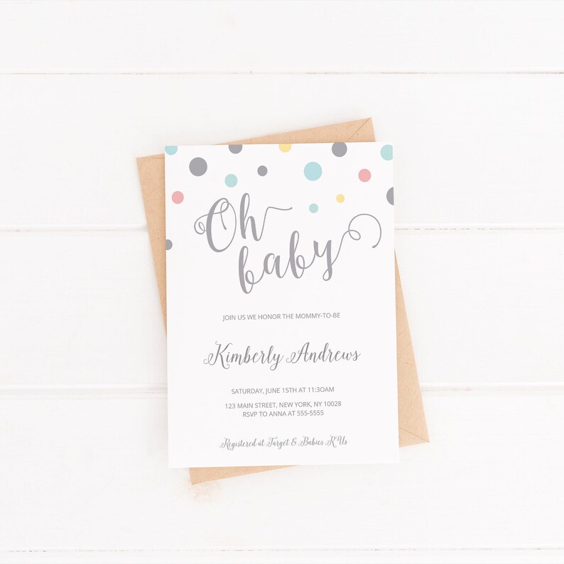 Baby Shower Invitation Gender Neutral Oh Baby Invitation | Etsy