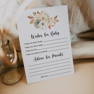 EDITABLE Advice and Wishes for the Baby Game, Fall Baby Shower Game ...