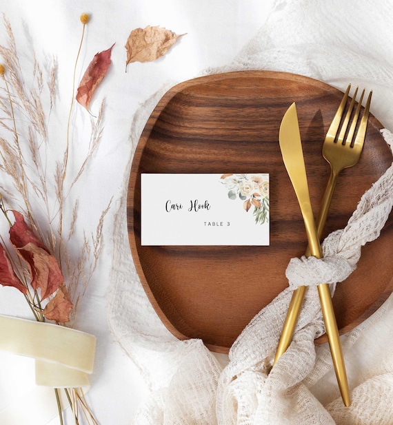 Fall Table Name Cards, Place Card Template, Autumn, Thanksgiving Blank ...