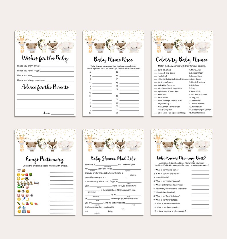 12 Virtual Baby Shower Game Bundle Woodland Baby Shower Game | Etsy