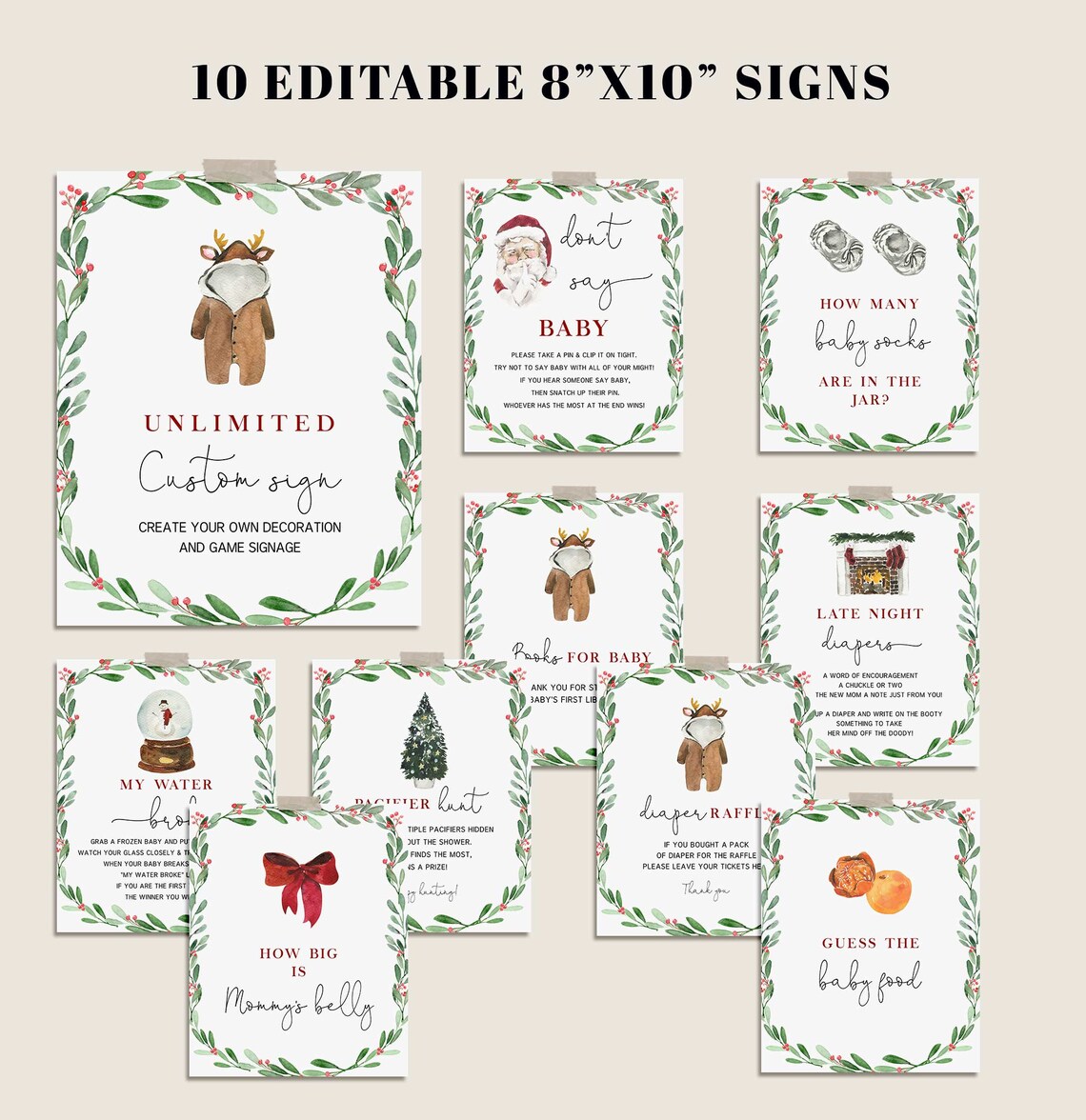 Christmas Baby Shower Games Bundle Christmas Baby Games - Etsy